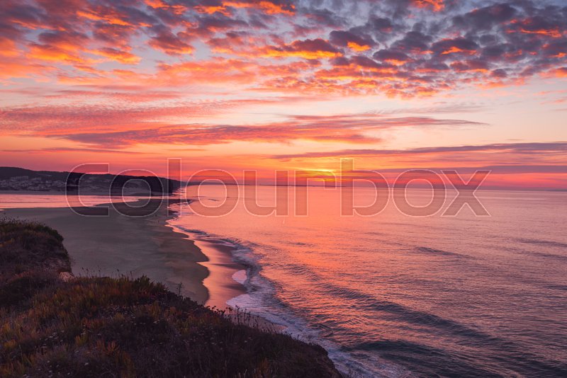 Beautiful sunset at the Portugal beach | Stock image | Colourbox
