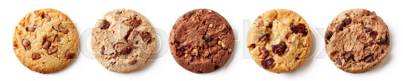 Five different cookies isolated on ... | Stock image | Colourbox