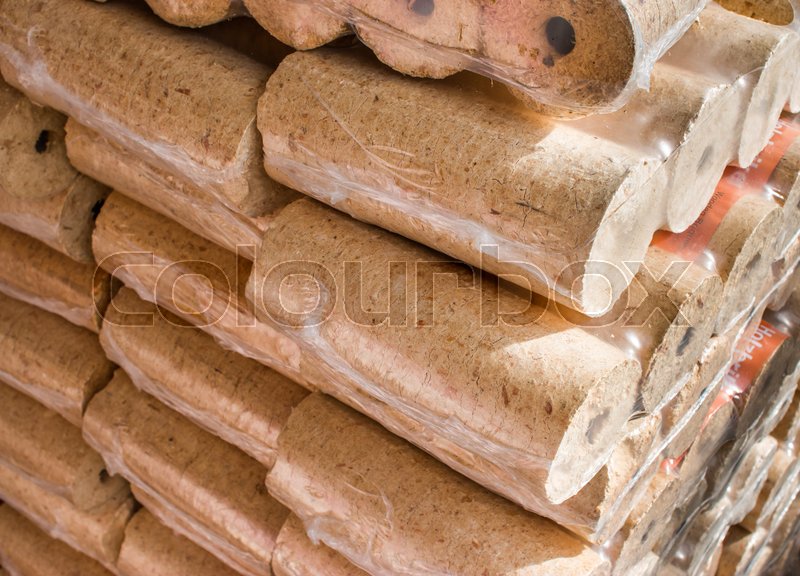 Fire briquettes for heating: Stacked ... | Stock image | Colourbox