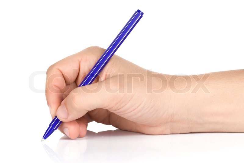 Männliche Hand mit Stift auf weiß | Stock Bild | Colourbox