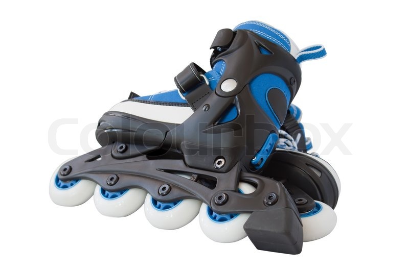 Blue roller skates isolated on a white ... | Stock image | Colourbox