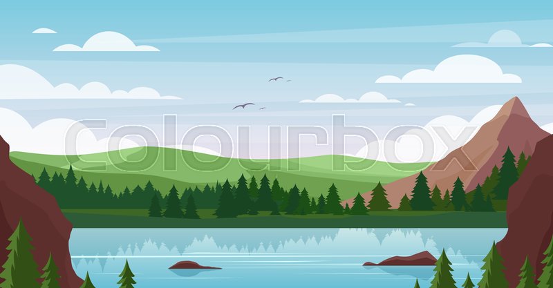 Mountain lake landscape vector ... | Stock vector | Colourbox