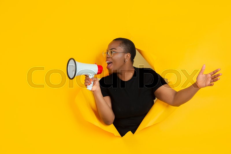 Shouting. Cheerful african-american ... | Stock image | Colourbox