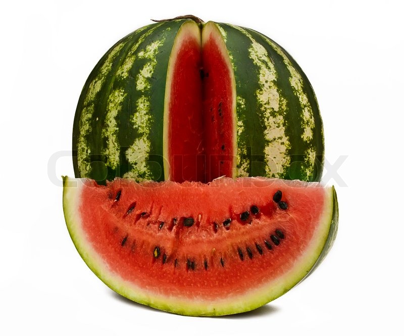 "Single watermelon isolated on white" | Stock image | Colourbox