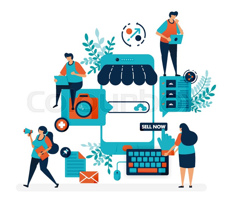Marketplace platform for selling with ... | Stock vector | Colourbox