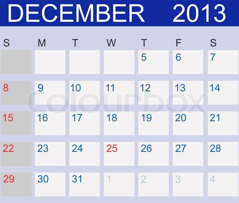 Calendar 2013 December Vector ... | Stock vector | Colourbox