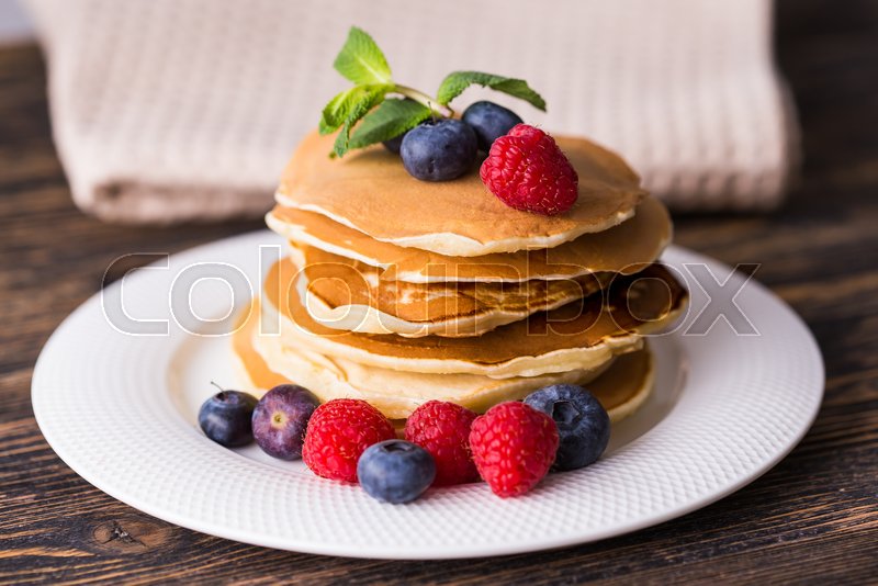 Close-up delicious pancakes with fresh ... | Stock image | Colourbox