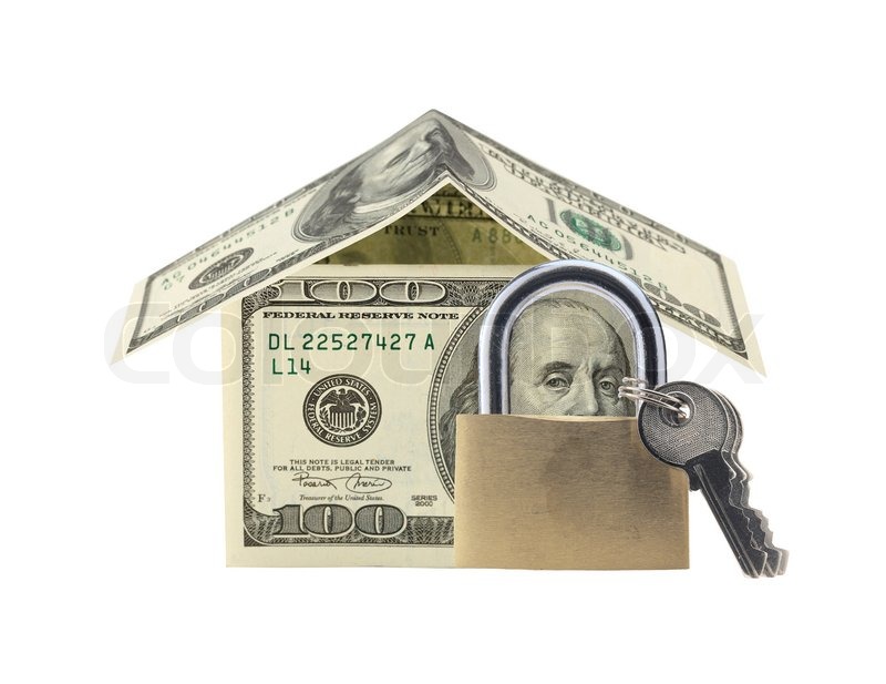 Dollar house and lock with keys ... | Stock image | Colourbox