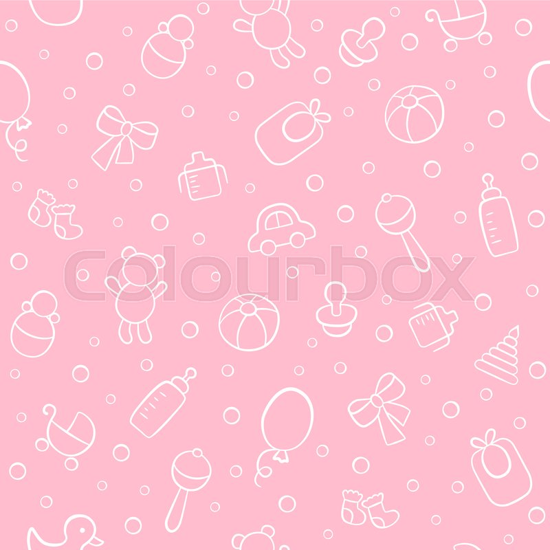 Baby cute seamless pattern. Pink girl ... | Stock vector | Colourbox