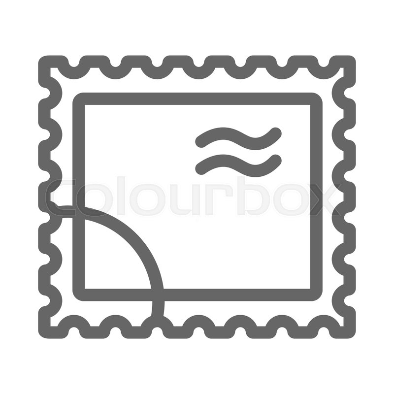 Postal stamp line icon, delivery ... | Stock vector | Colourbox