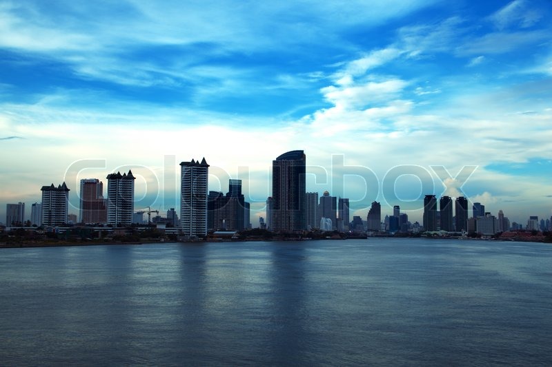 Waterfront high-rise buildings in ... | Stock image | Colourbox