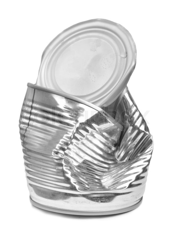 Crushed tin can isolated | Stock Photo | Colourbox