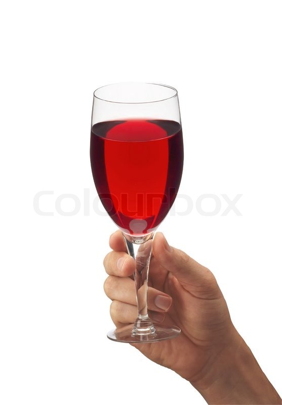 Man's hand with glass of red wine ... | Stock image | Colourbox
