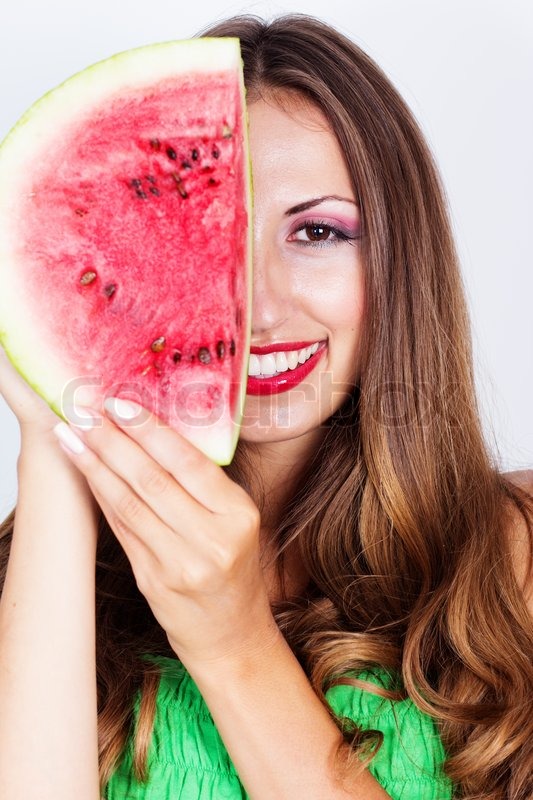 Beautiful woman with watermelon | Stock image | Colourbox