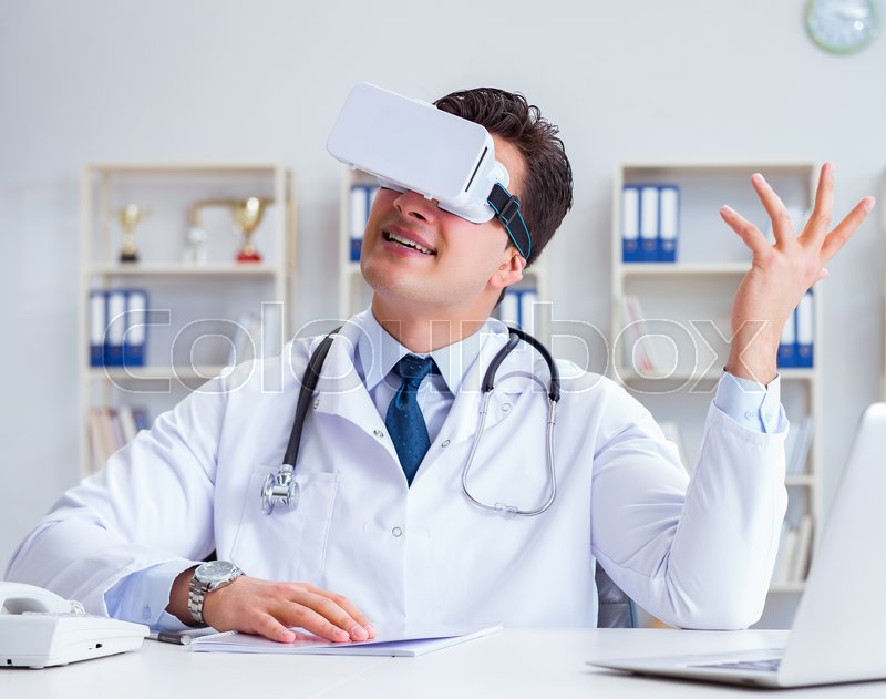 Young doctor with vr virtual reality ... | Stock image | Colourbox