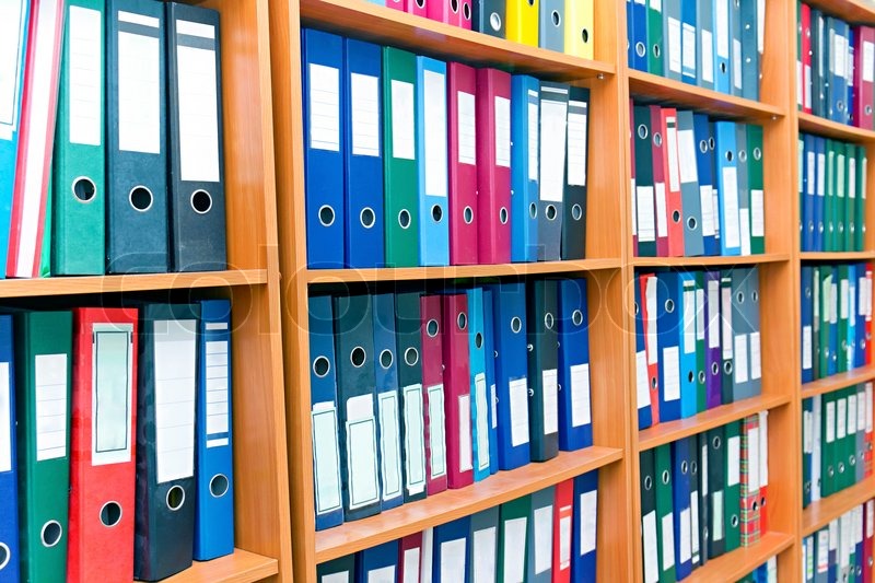 File folders, standing on the shelves | Stock Photo | Colourbox