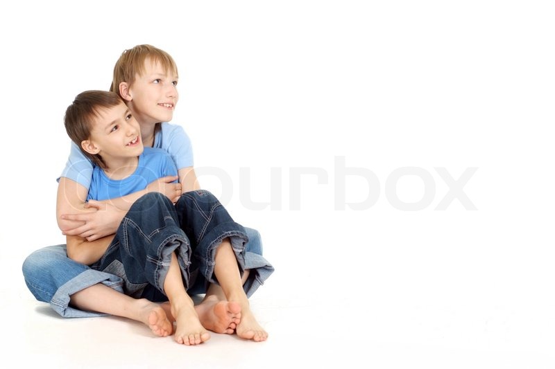 Two boys looking in the direction | Stock image | Colourbox