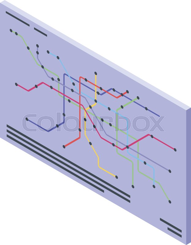 Metro map icon. Isometric of metro map ... | Stock vector | Colourbox