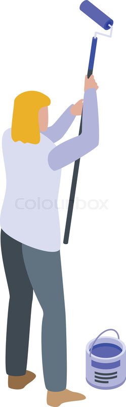 Wall painter worker icon. Isometric of ... | Stock vector | Colourbox