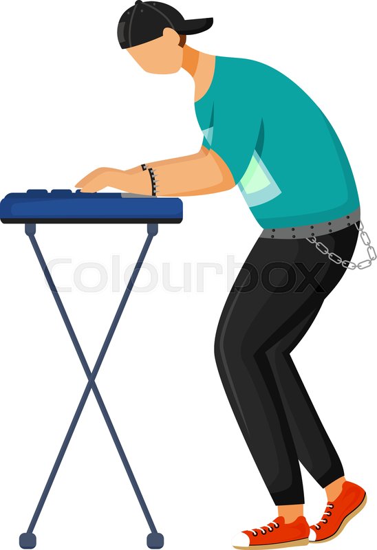 Keyboardist flat color vector ... | Stock vector | Colourbox