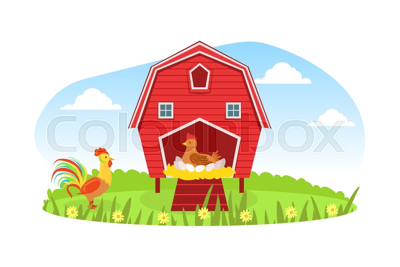Red Barn With Animals