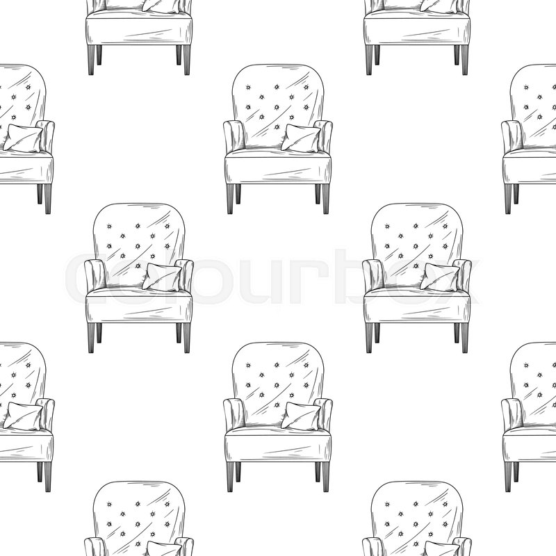 Seamless pattern. Armchair, chair on a ... | Stock vector | Colourbox