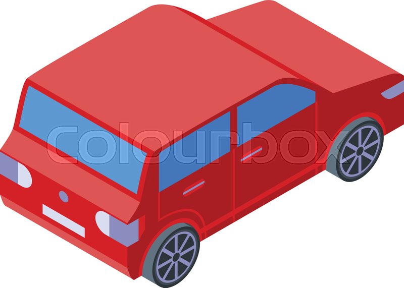 Red small car icon. Isometric of red ... | Stock vector | Colourbox