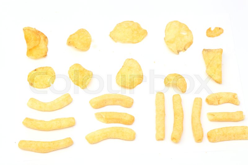 Different kind of potato chips on a ... | Stock image | Colourbox