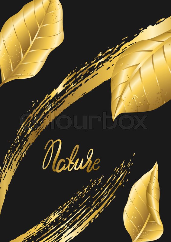 Floral background with gold autumn ... | Stock vector | Colourbox