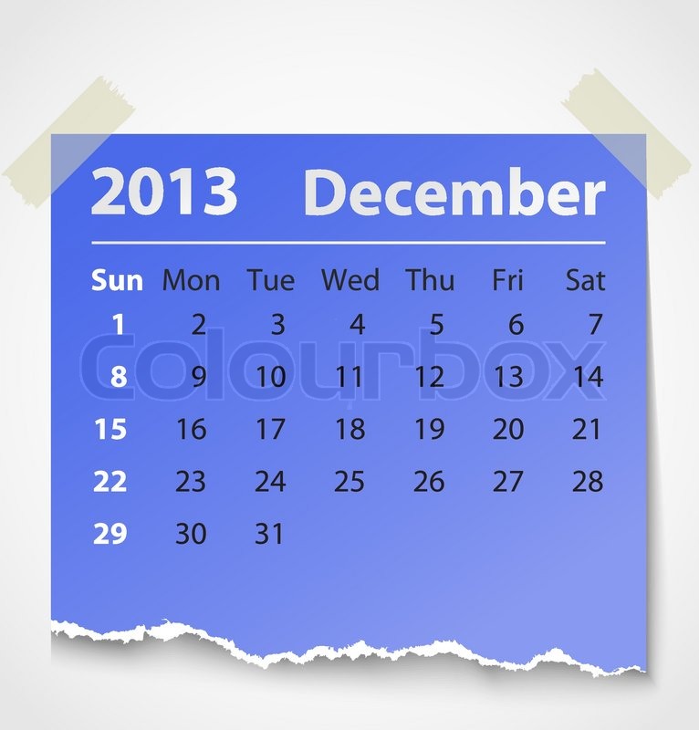 Large Printable Calendar December 2013