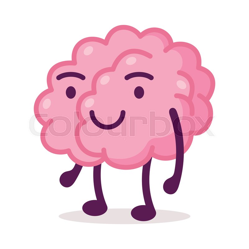 Cheerful Smiling Pink Brain, Funny ... | Stock vector | Colourbox