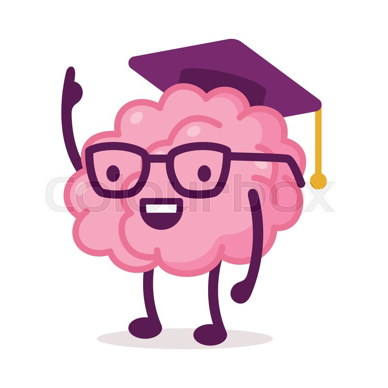 Smart Pink Brain Wearing Mortarboard ... | Stock vector | Colourbox