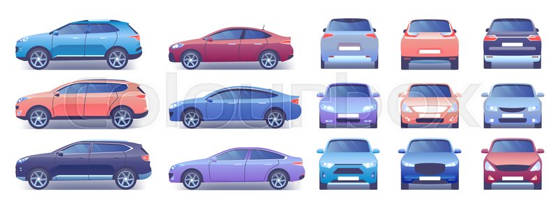 Modern car vector illustration set. ... | Stock vector | Colourbox
