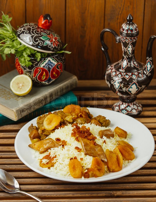 A plate of azerbaijani pilaf with ... | Stock image | Colourbox