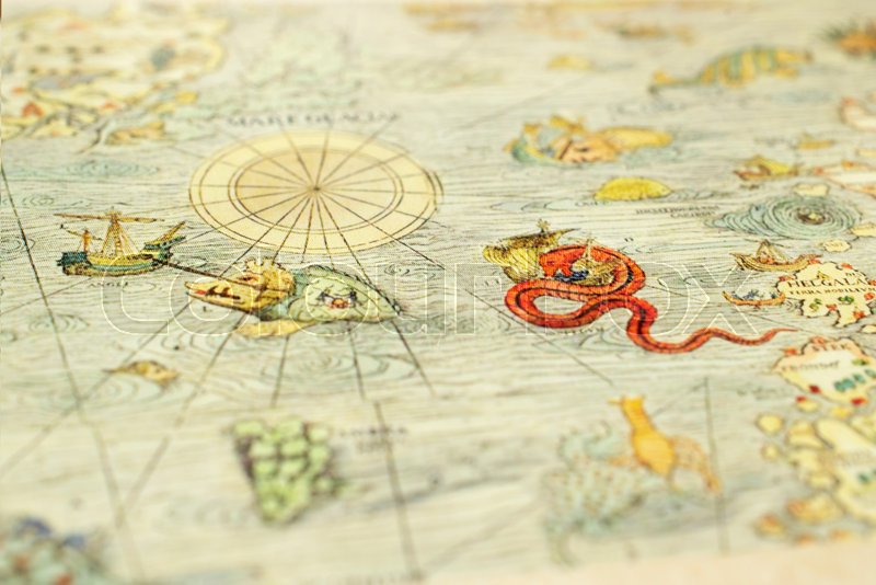 Old World Map With Sea Monsters
