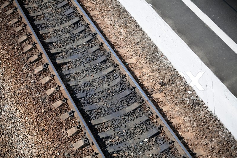Railroad with station platform texture | Stock image | Colourbox
