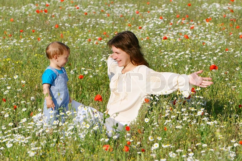 Mother and child playing on natural ... | Stock image | Colourbox