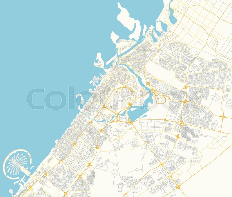 Vector map of Dubai, Arab Emirates, ... | Stock vector | Colourbox
