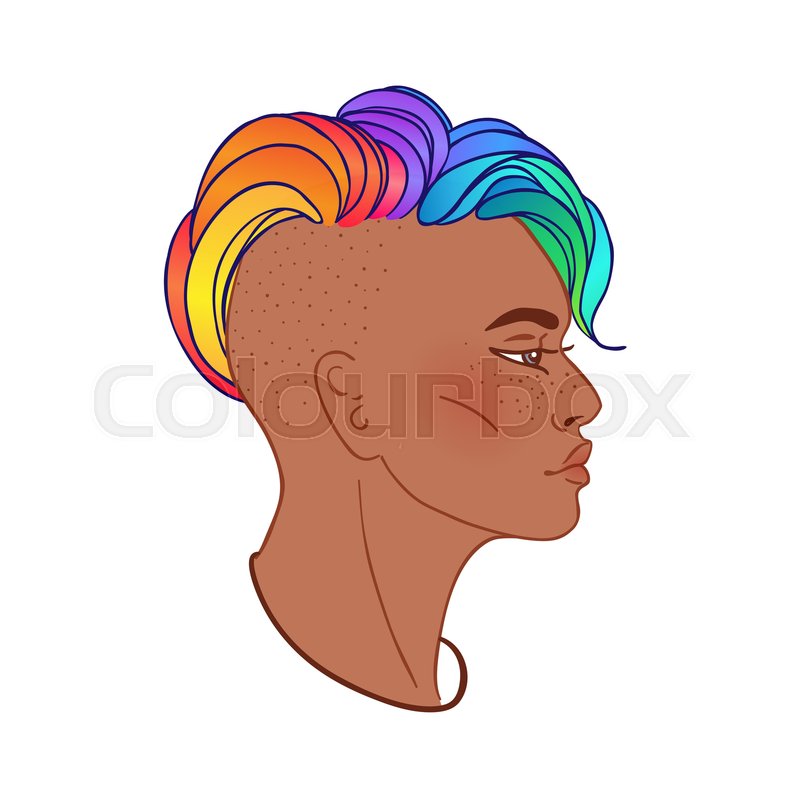 LGBT person with rainbow hair. Non ... | Stock vector | Colourbox