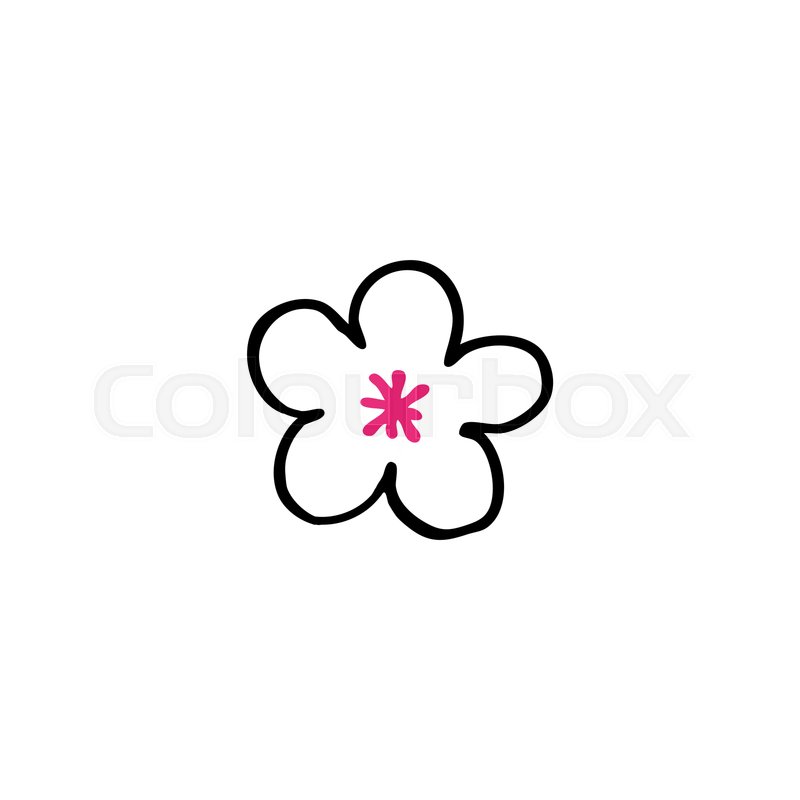 Sakura flower doodle icon, vector ... | Stock vector | Colourbox