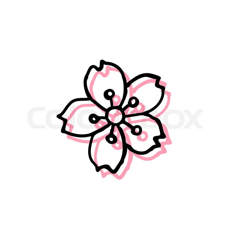 Sakura flower doodle icon, vector ... | Stock vector | Colourbox