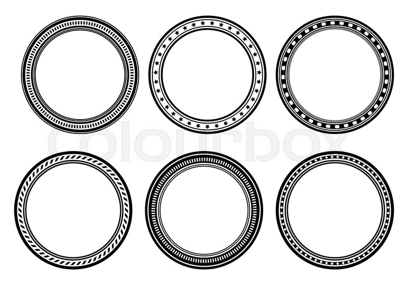 Set of six circle frames, round ... | Stock vector | Colourbox