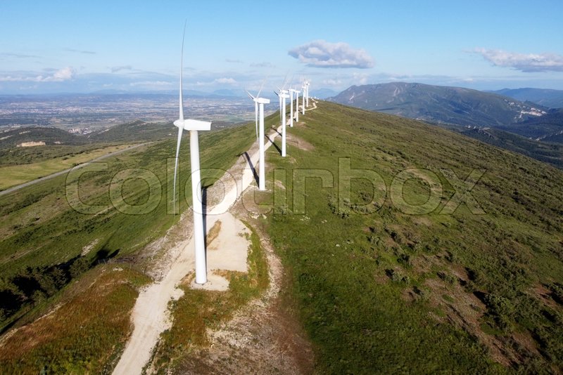 Aerial view of windmills farm for ... | Stock image | Colourbox