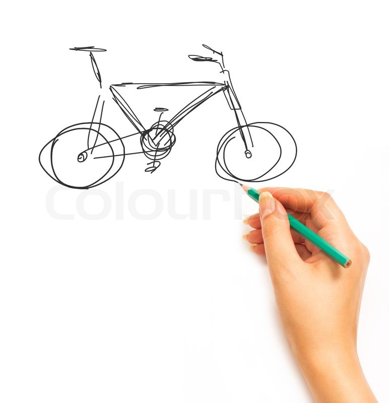 Hand draws a bicycle | Stock image | Colourbox