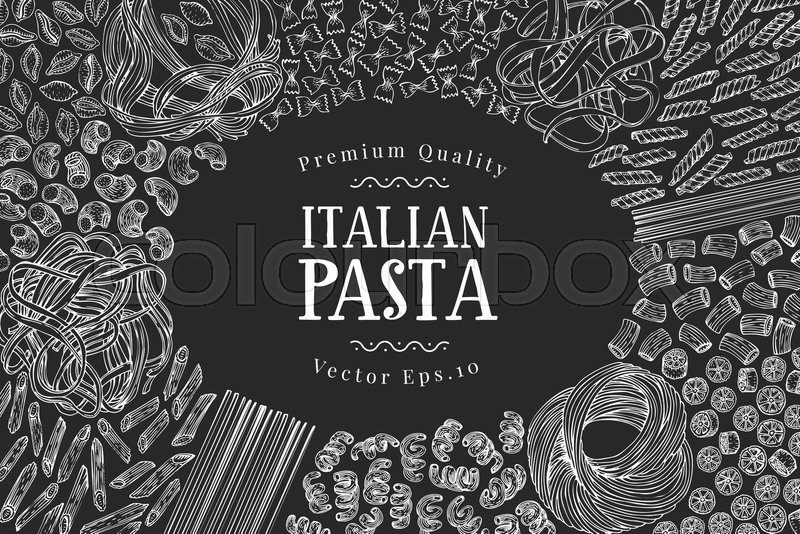 Hand drawn pasta design template. ... | Stock vector | Colourbox