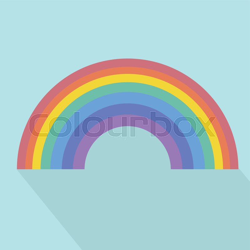 Rainbow with long shadow vector print | Stock vector | Colourbox