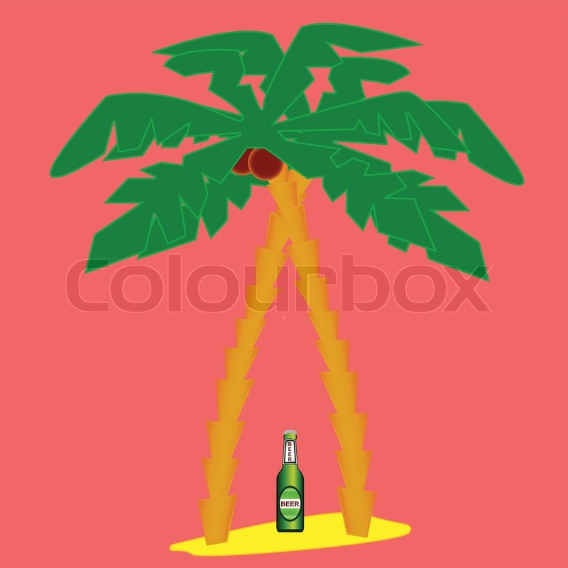 Palm trees and beer | Stock vector | Colourbox