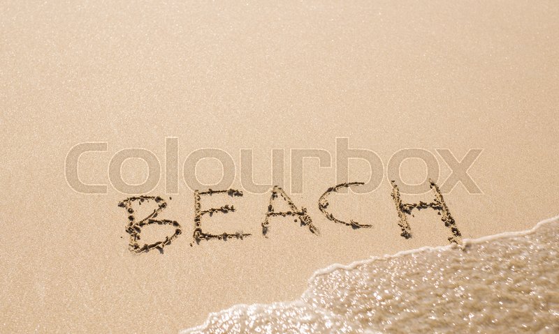 Word Beach written on the beach near ... | Stock image | Colourbox