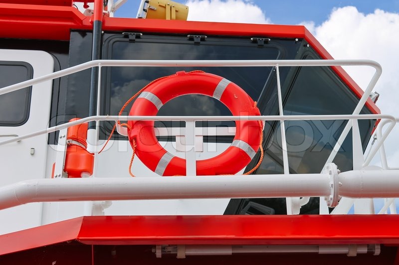 Lifebuoy on a modern ship | Stock image | Colourbox