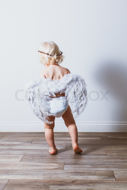 Back view little toddler wearing only ... | Stock image | Colourbox